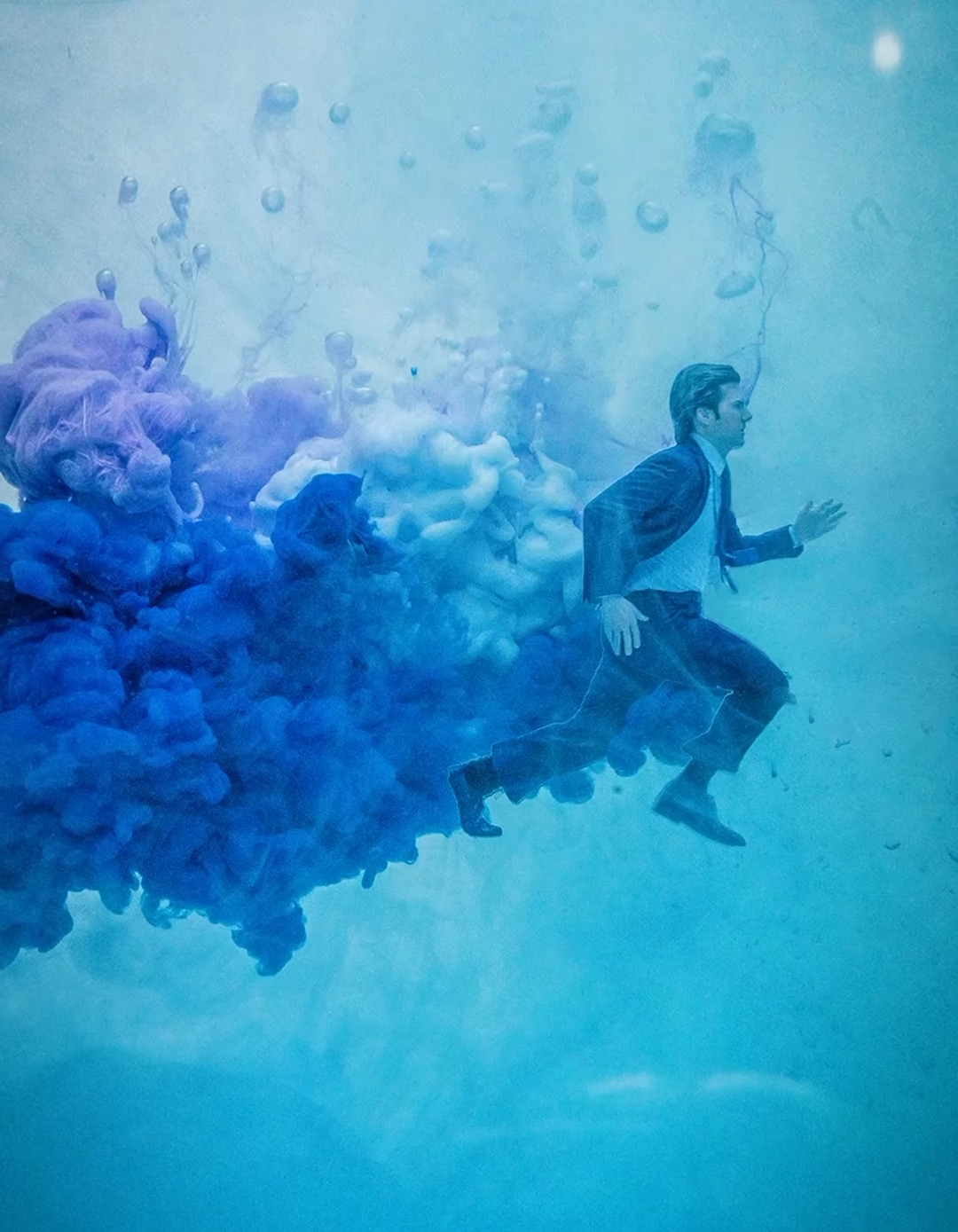 Severance Scenes in Underwater Paint Swirls